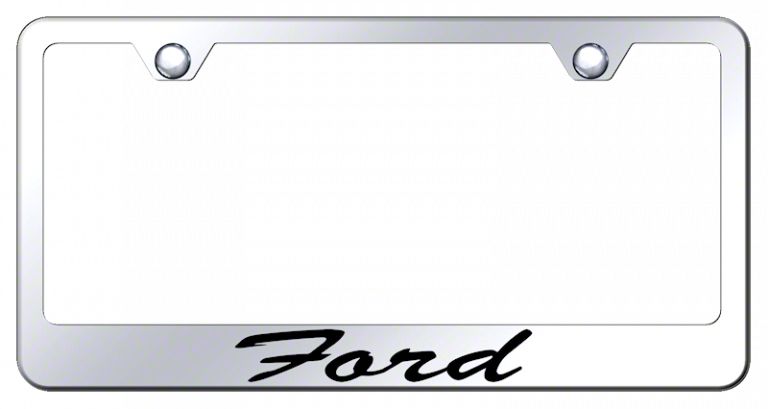 Mach-E Ford Script Laser Etched License Plate Frame; Mirrored ...