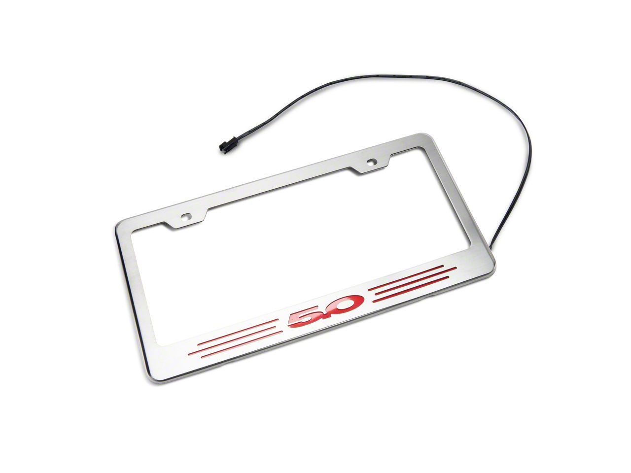 Mach-E Illuminated License Plate Frame with 5.0 Logo; Red Inlay ...