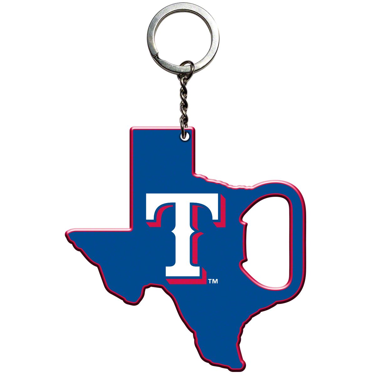 Mach-E Keychain Bottle Opener with Texas Rangers Logo; Blue and Red ...