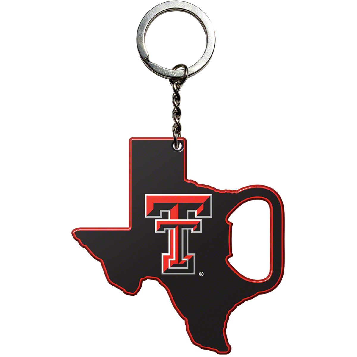 Mach-E Keychain Bottle Opener with Texas Tech University Logo; Red and ...