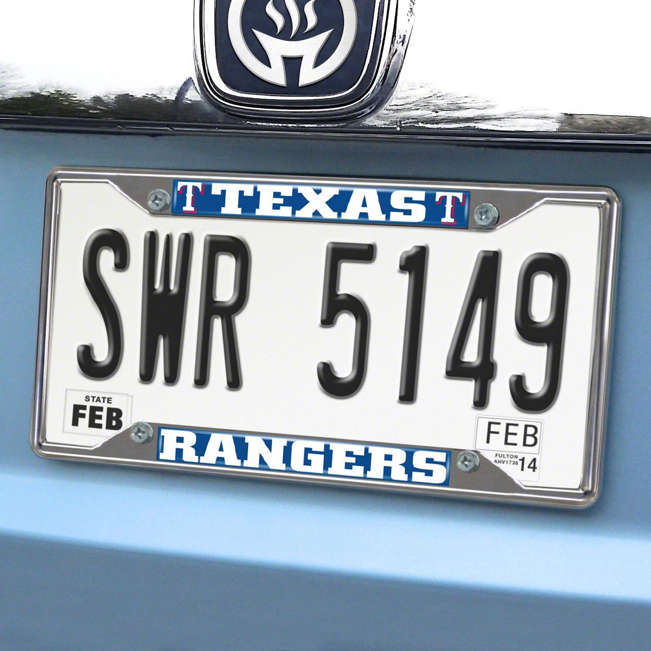 Mach-E License Plate Frame with Texas Rangers Logo; Blue (Universal ...