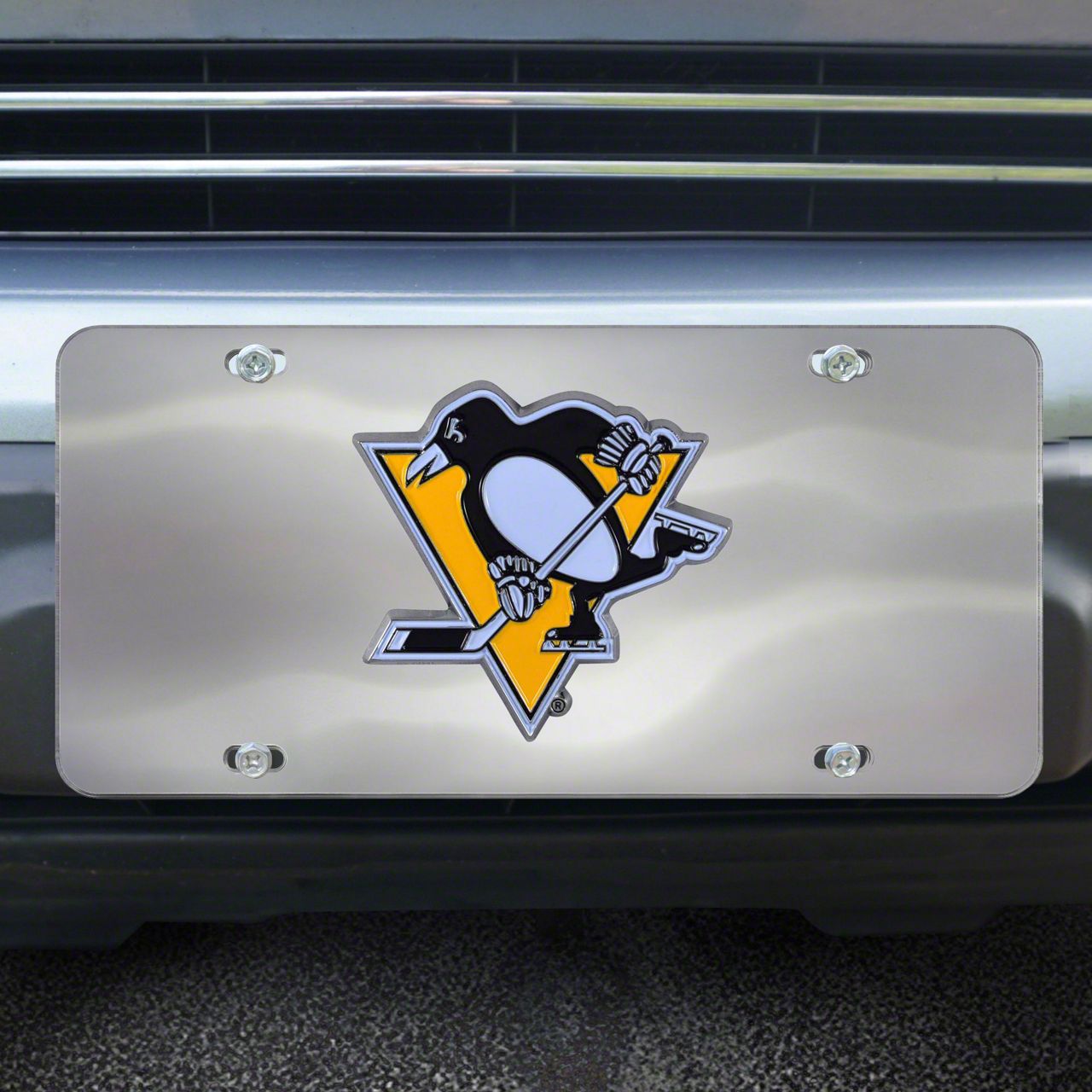 Mach-E License Plate with Pittsburgh Penguins Logo; Stainless Steel ...