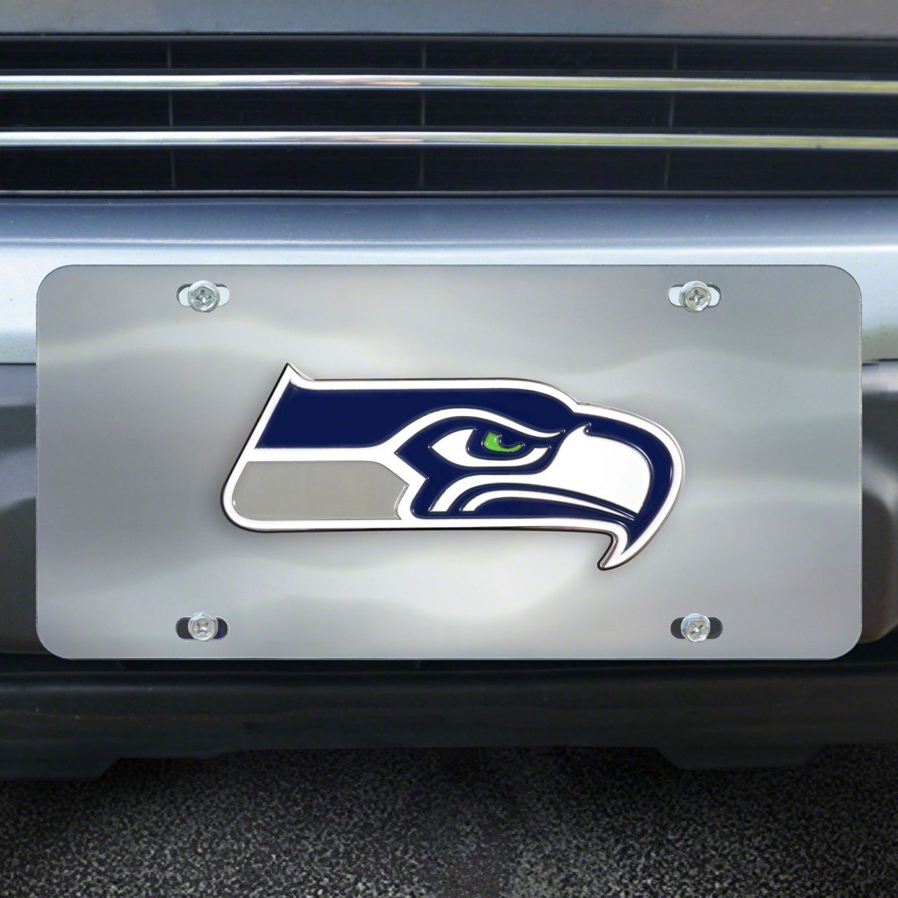 Mach-E License Plate with Seattle Seahawks Logo; Stainless Steel ...