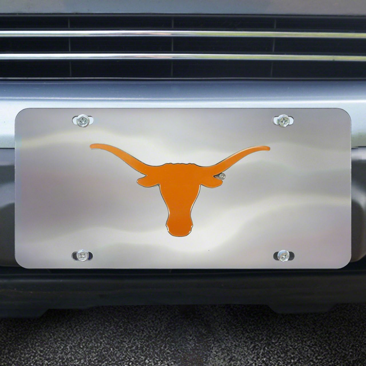 Mach-E License Plate with University of Texas Logo; Stainless Steel (Universal; Some Adaptation ...