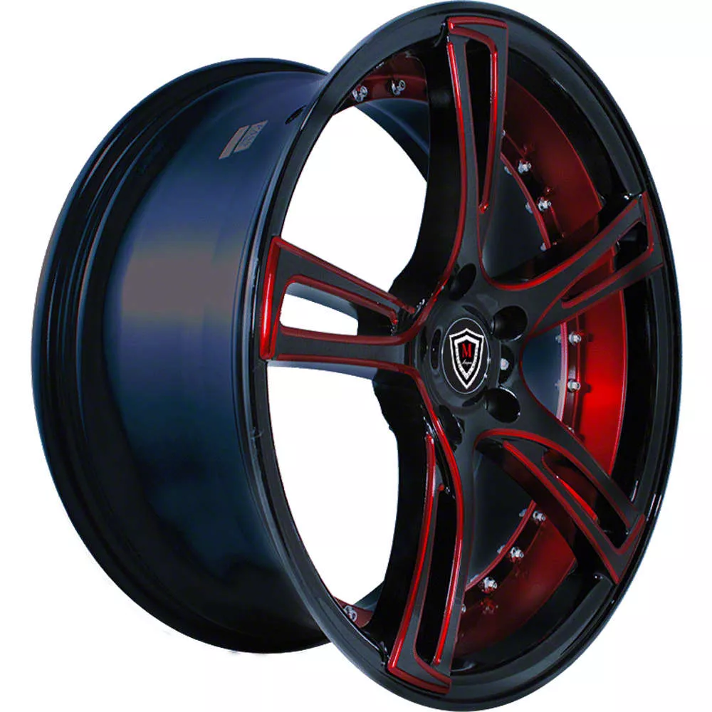 Marquee Wheels Charger M3247 Gloss Black with Red Milled Accents Wheel ...