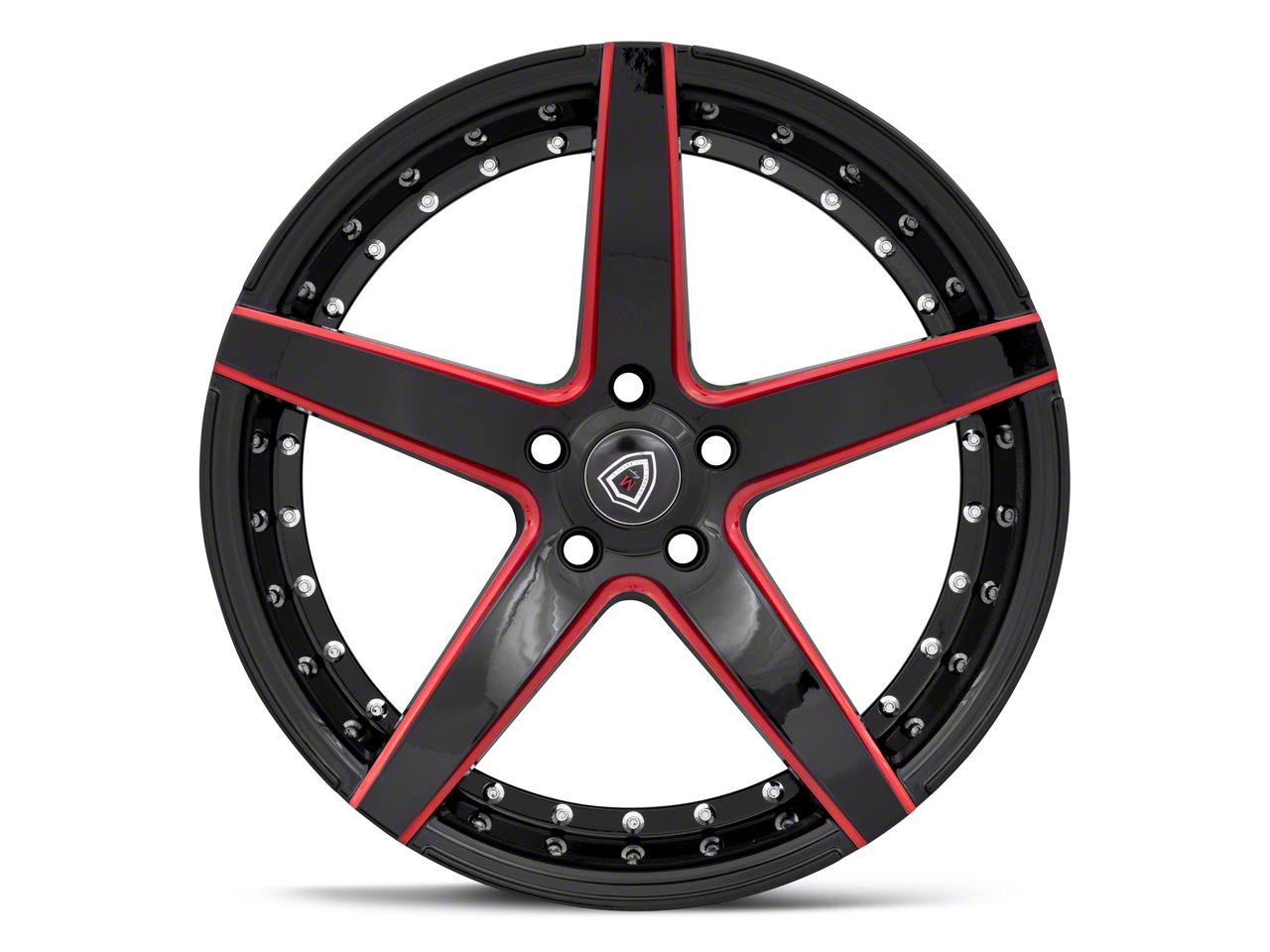 Marquee Wheels Charger M3226 Gloss Black with Red Milled Accents Wheel ...