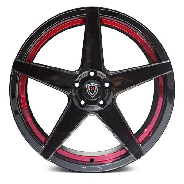 Marquee Wheels Challenger M1001 Gloss Black with Red Inner Line Wheel ...