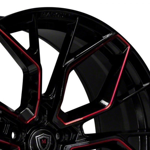 Marquee Wheels Challenger M1004 Gloss Black with Red Milled Accents ...