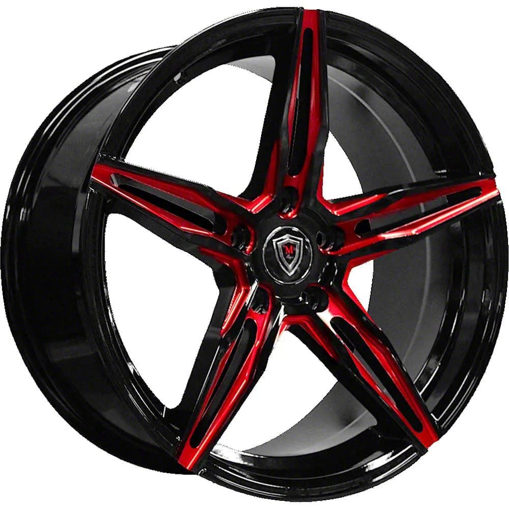 Marquee Wheels Mach-E M8888 Gloss Black Red Milled Wheel; 18x8.5; 35mm ...