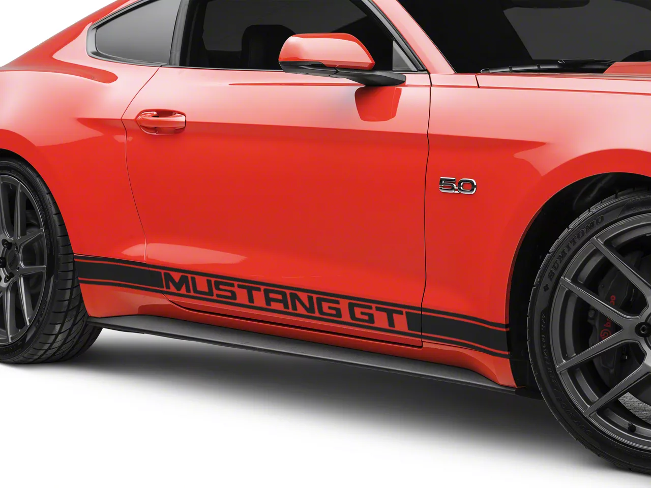 Mustang Rocker Stripes with Mustang GT Lettering; Matte Black (15-23 ...