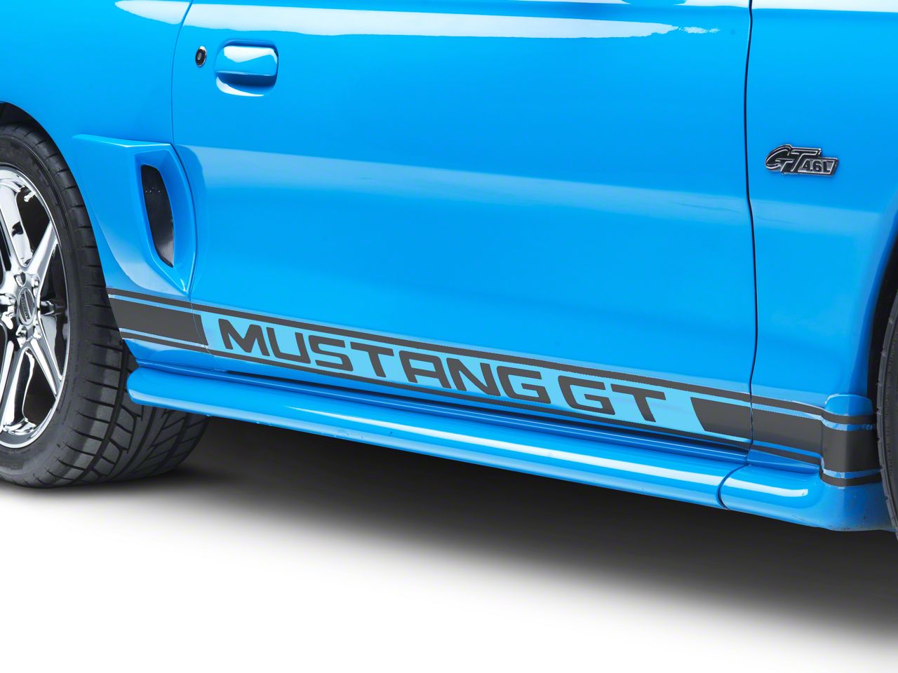 Mustang Rocker Stripes with Mustang GT Lettering; Matte Black (94-04 ...