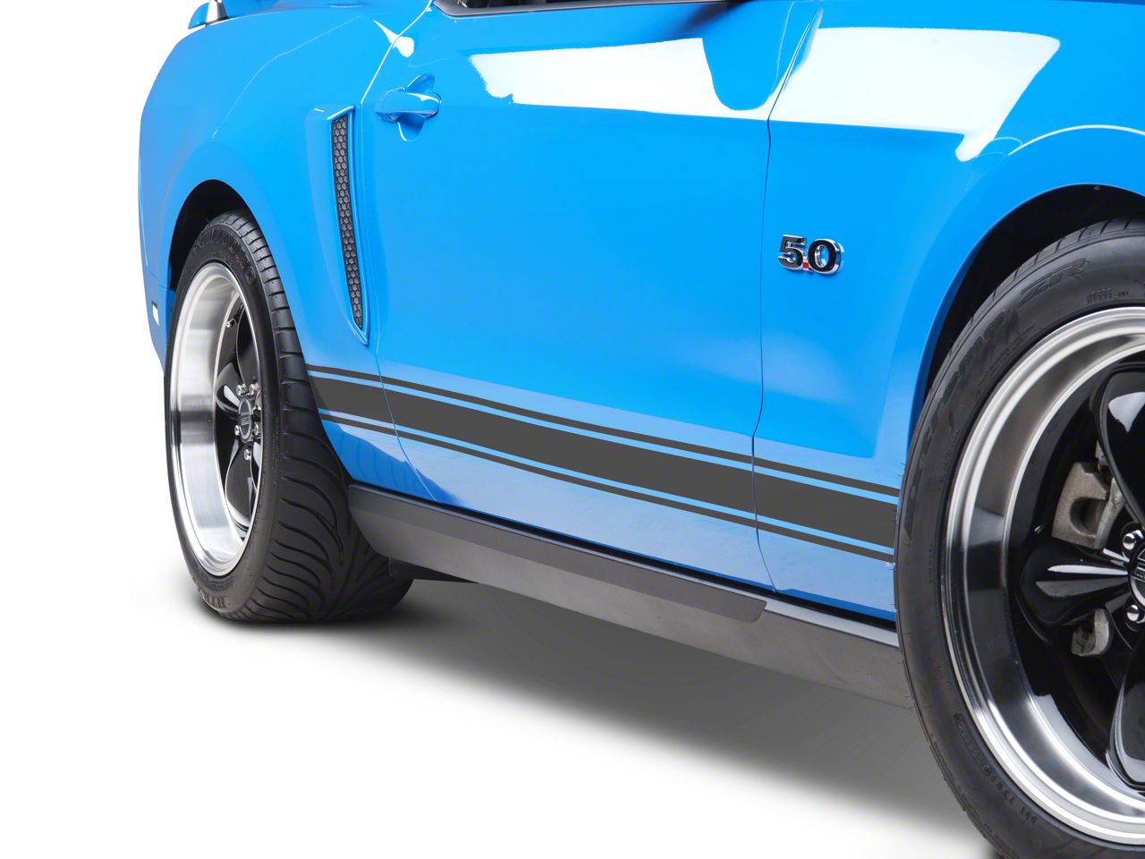 SEC10 Mustang Rocker Stripes; Matte Black 26172G05 (05-14 Mustang ...