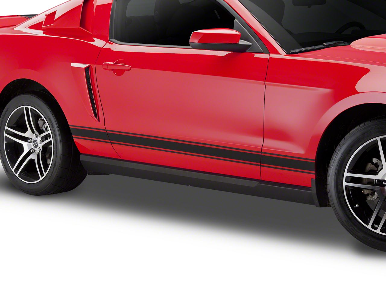 SEC10 Mustang Rocker Stripes; Matte Black 26172G05 (05-14 Mustang ...