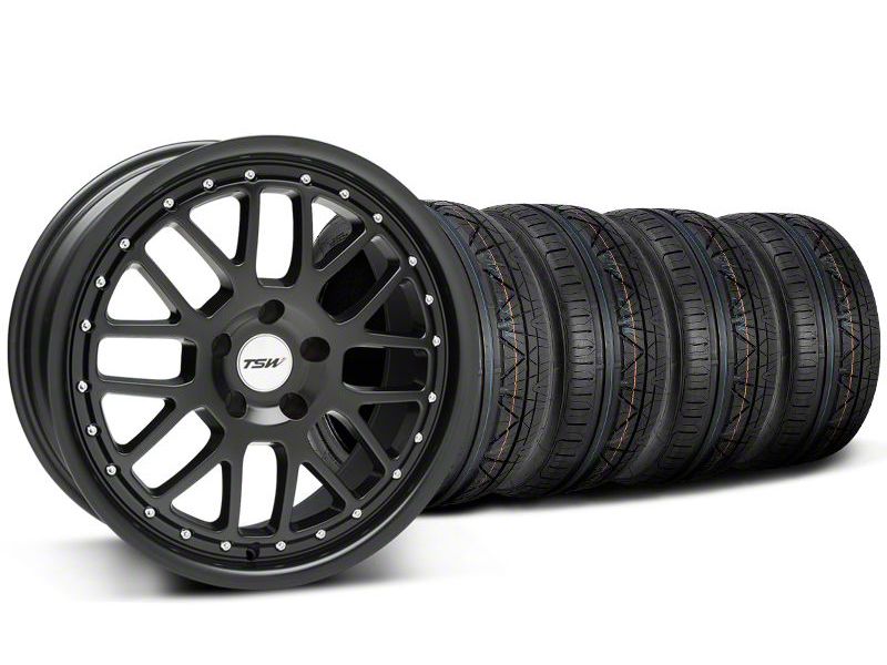 Mustang Staggered TSW Valencia Matte Black Wheel & NITTO INVO Tire Kit ...