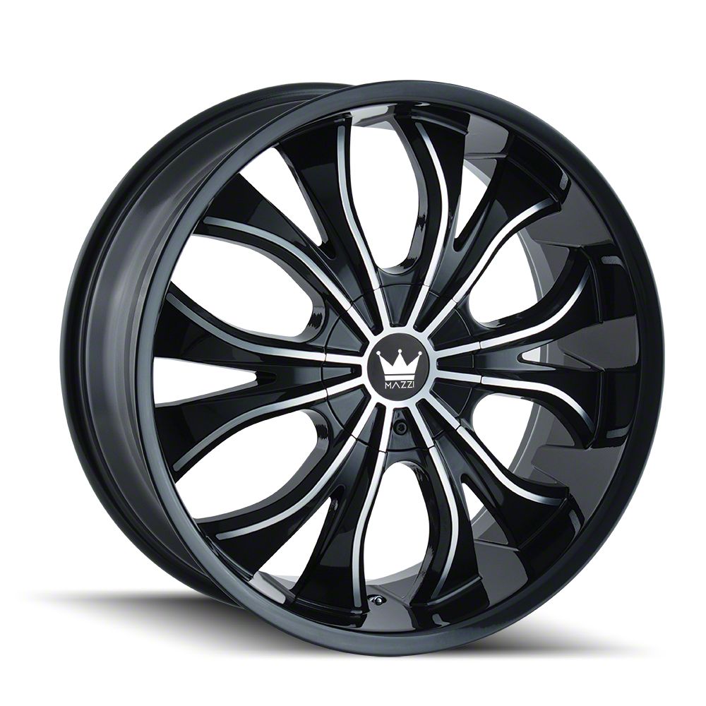 Mazzi Mustang Hustler Gloss Black Machined Wheel; 22x9.5; 35mm Offset ...