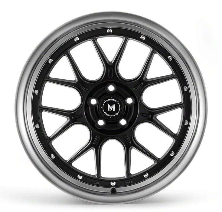 MFlow Racing Mustang MFL2 Matte Black with Machined Lip Wheel; 19x8.5 ...