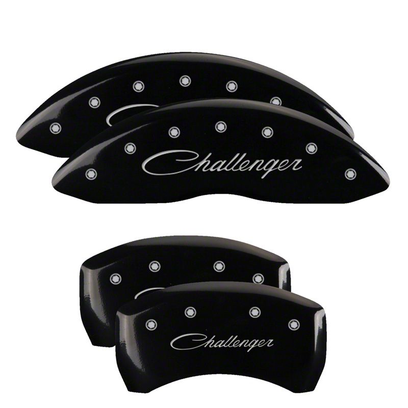 MGP Challenger Black Caliper Covers with Cursive Challenger Logo; Front ...