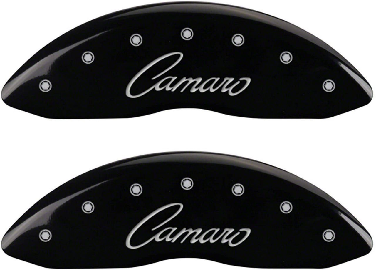MGP Camaro Black Caliper Covers with Cursive Camaro Logo; Front and ...
