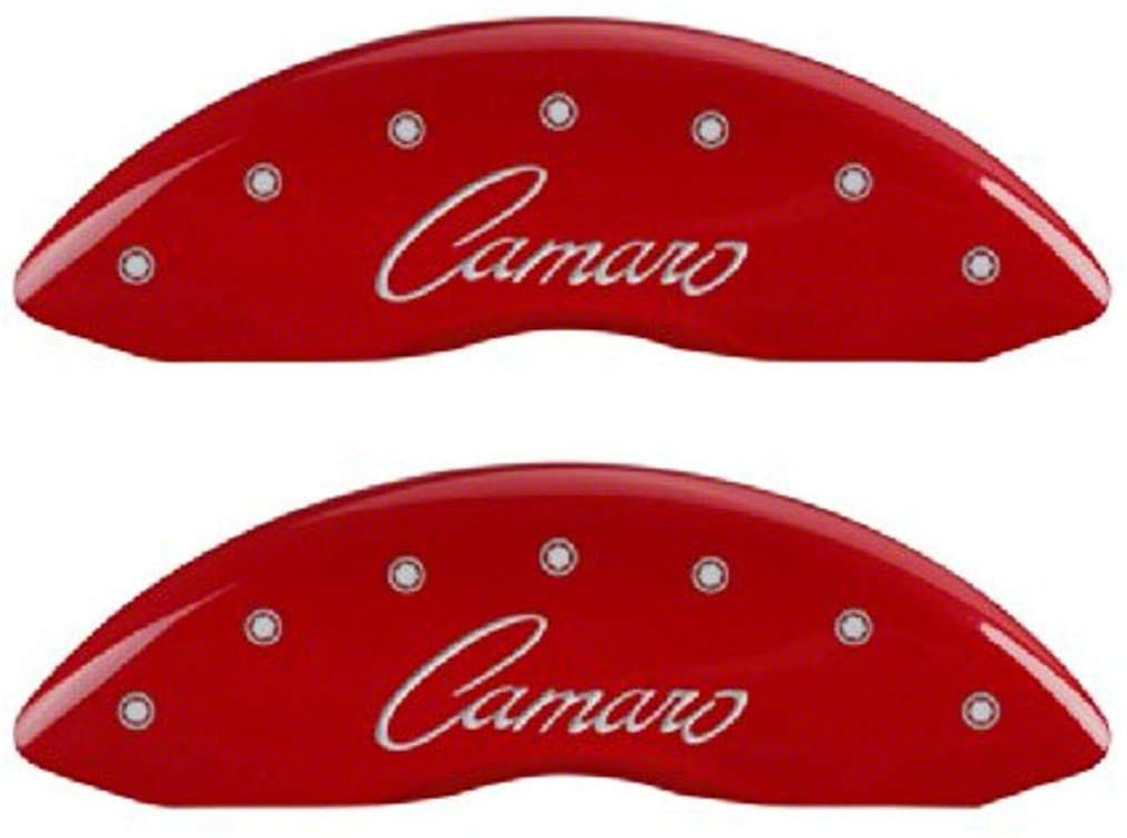 MGP Camaro Red Caliper Covers with Cursive Camaro Logo; Front and Rear ...