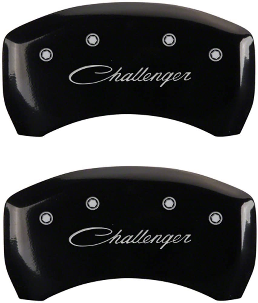 MGP Charger Black Caliper Covers with Cursive Challenger Logo; Front ...
