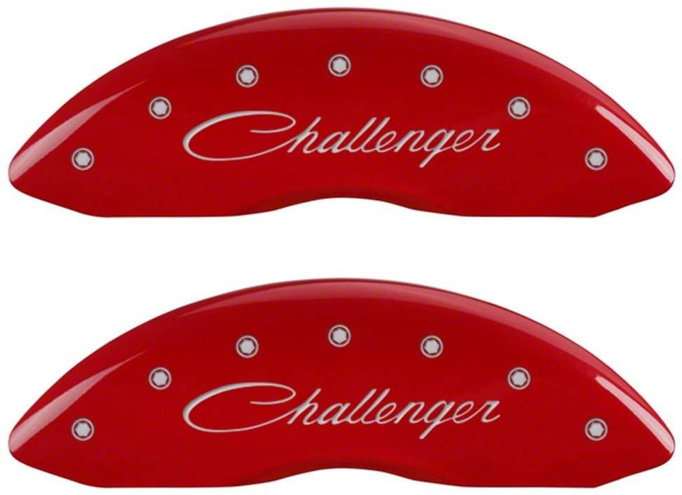 MGP Charger Red Caliper Covers with Cursive Challenger Logo; Front and ...