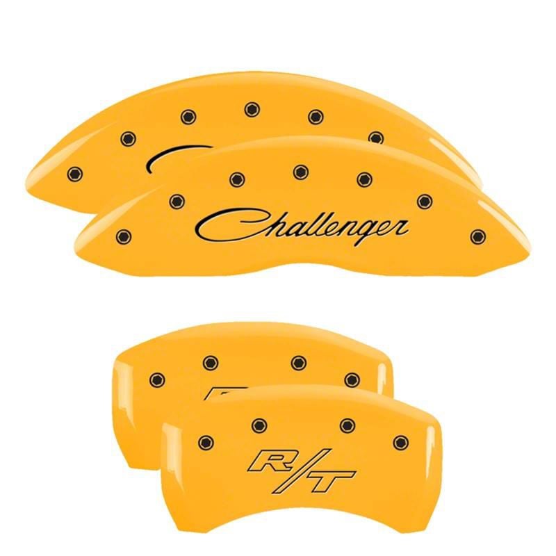 MGP Charger Yellow Caliper Covers with Cursive Challenger and R/T Logos ...
