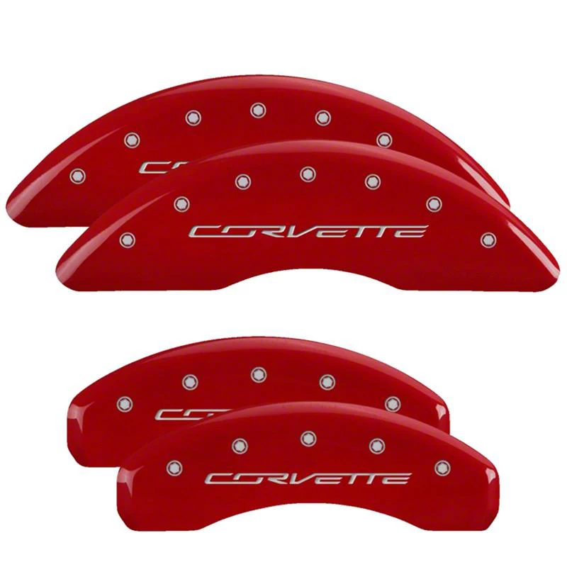 MGP Corvette Red Caliper Covers with Corvette Logo; Front and Rear ...