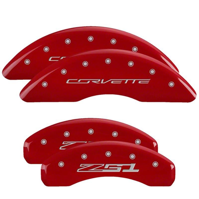 MGP Corvette Red Caliper Covers with Corvette Z51 Logo; Front and Rear ...