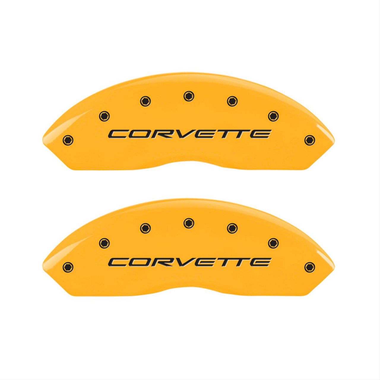 MGP Corvette Yellow Caliper Covers with Corvette Logo; Front and Rear ...