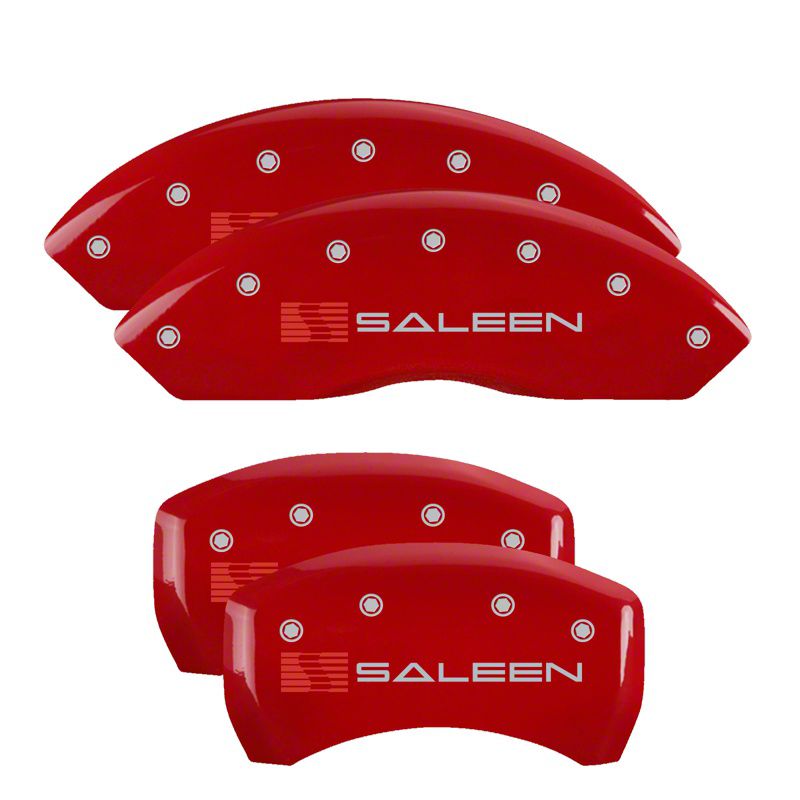 MGP Mustang Brake Caliper Covers with Saleen Logo; Red; Front and Rear ...