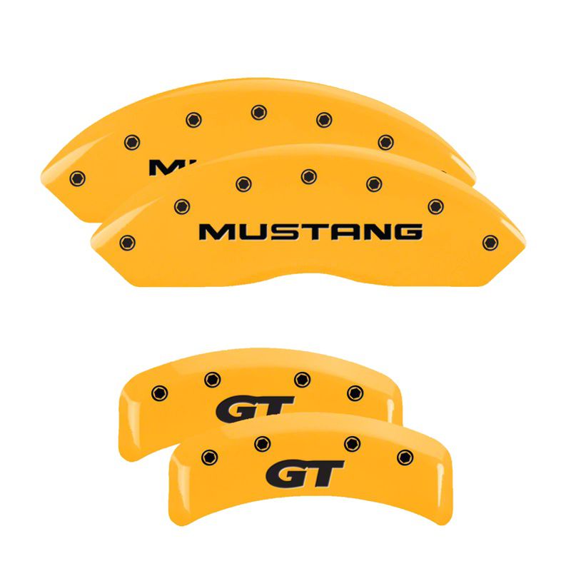 MGP Mustang Yellow Caliper Covers with SN95 GT Logo; Front and Rear ...