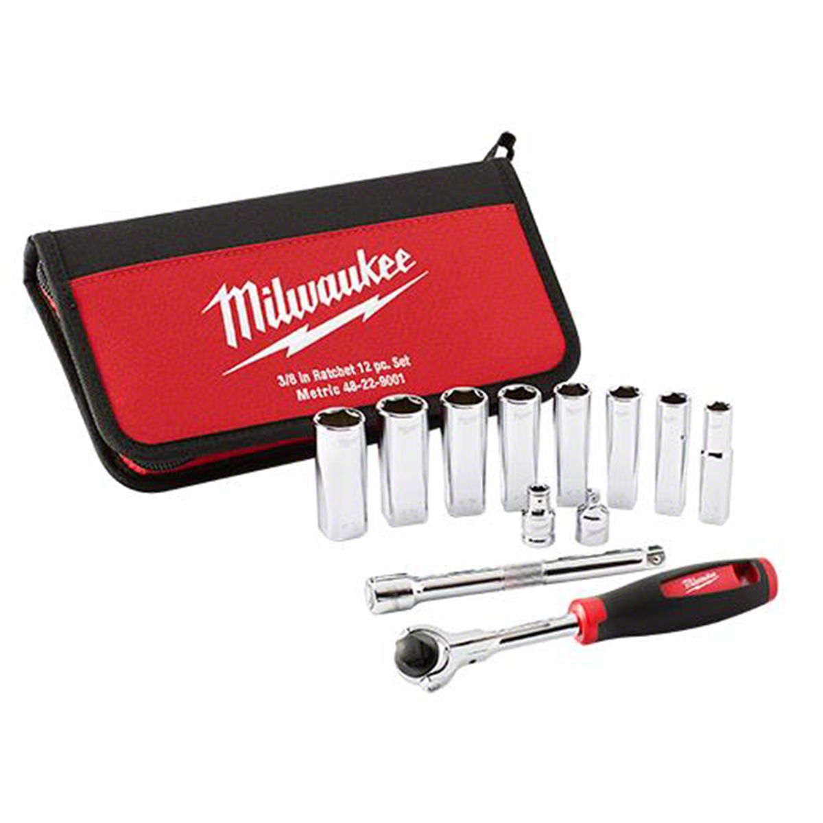 Milwaukee Tool Universal AM 3/8-Inch Drive Metric Socket Set; 12-Piece ...