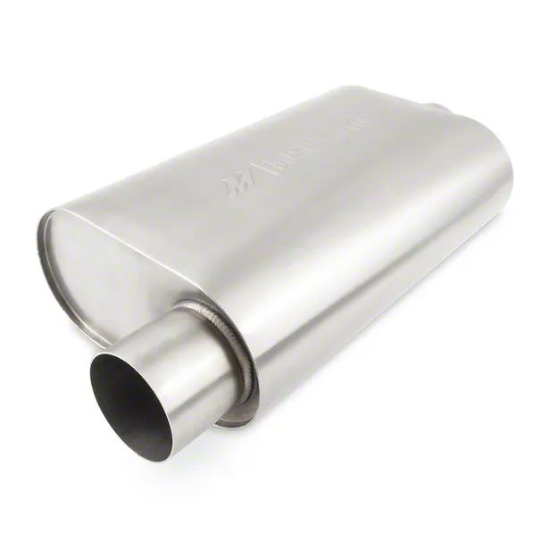 Mishimoto Mustang Offset Muffler; 3-Inch Inlet/3-Inch Outlet; Brushed ...