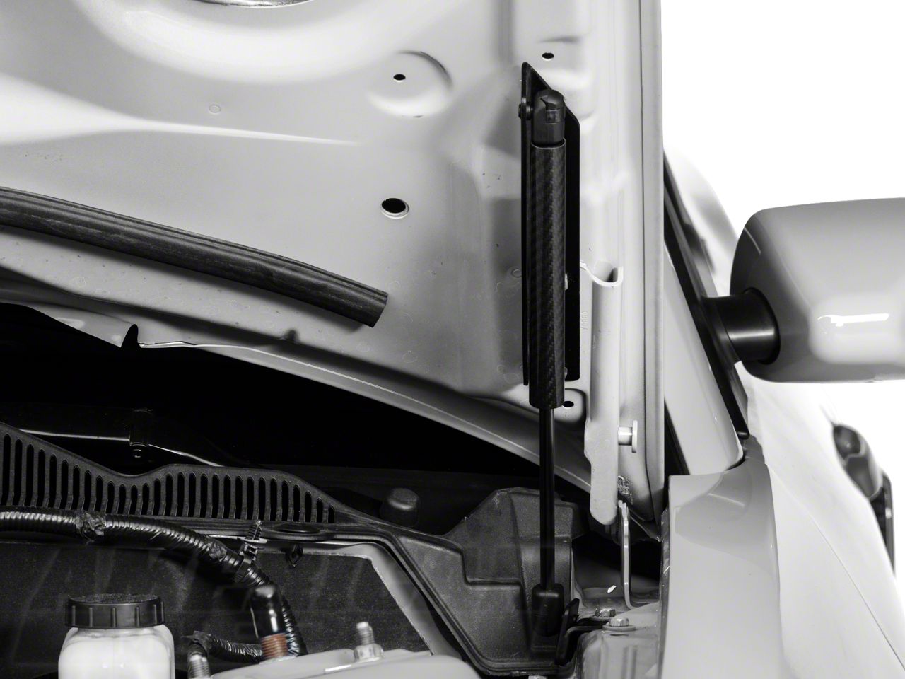 MMD Mustang Bolt On Hood Strut Kit; Carbon Fiber 100336 (05-14 Mustang ...