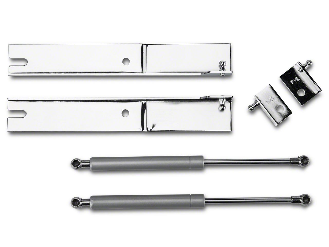 MMD Mustang Bolt On Hood Strut Kit; Chrome 389146 (15-17 Mustang GT ...