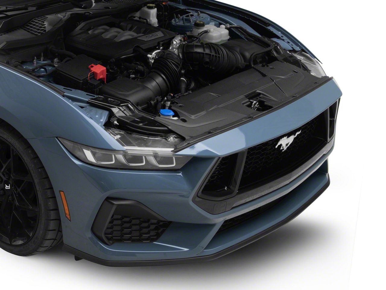 MMD Mustang Radiator Cover; Matte Carbon Fiber 446103 (24-26 Mustang ...