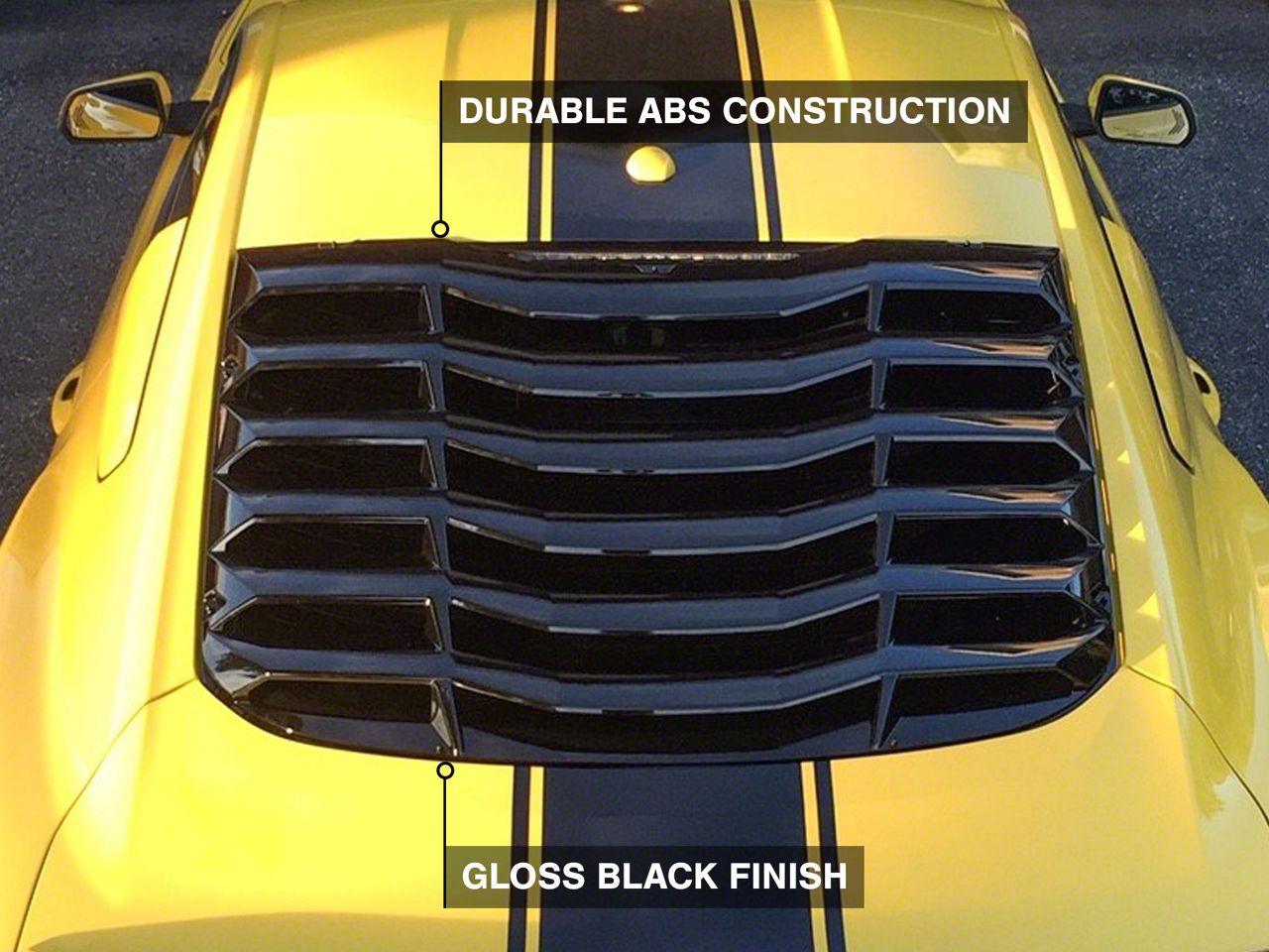 MP Concepts Mustang Rear Window Louvers; Gloss Black 406683 (15-25 ...