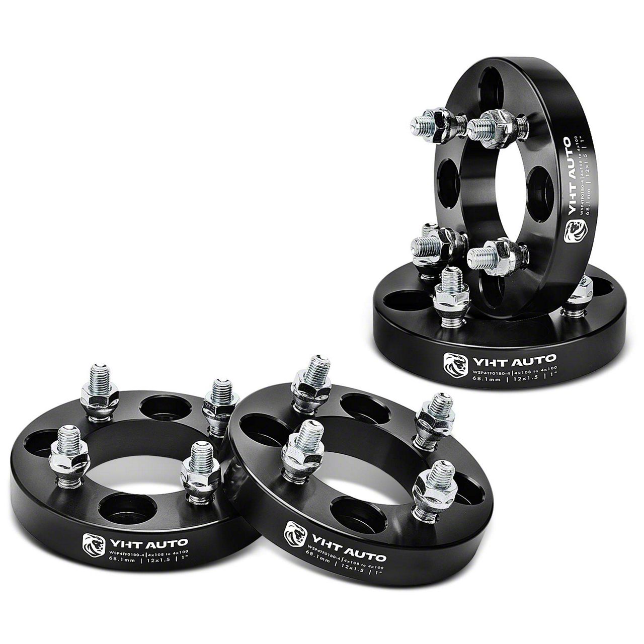 Mustang 1-Inch 4-Lug Wheel Adapters; 4x108 to 4x100; Black; Set of Four ...