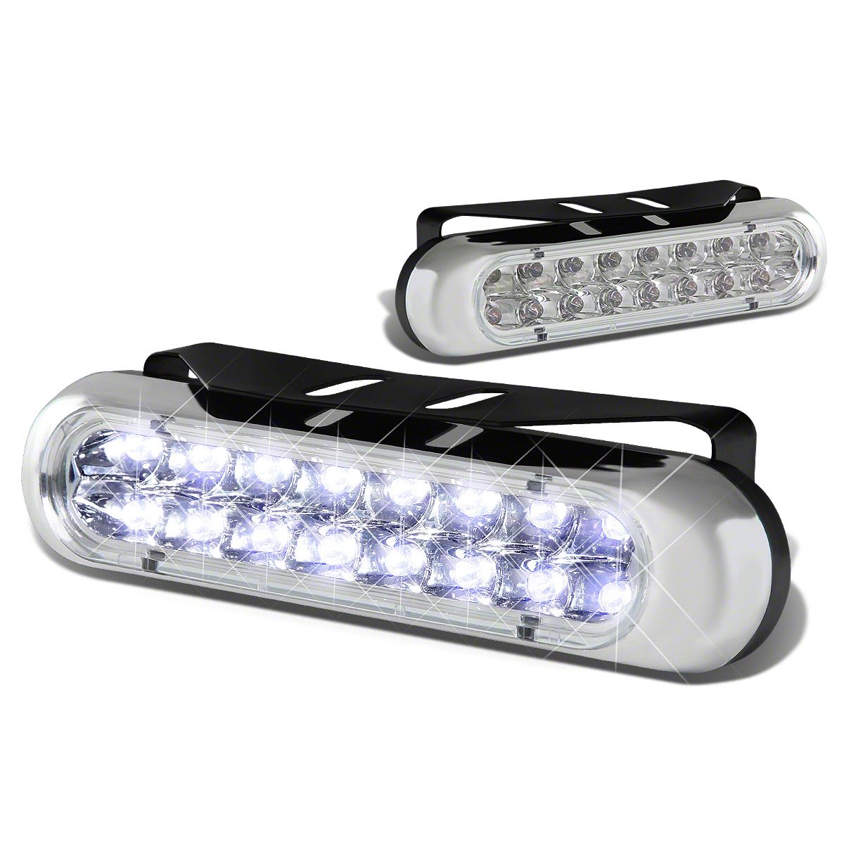 Mustang 16-LED Rectangular Fog Lights; Clear (Universal; Some ...