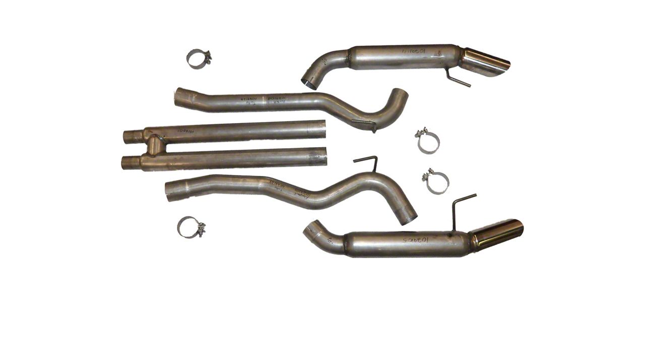 Mustang 3-Inch Stainless Cat-Back Exhaust System with Flowpack Mufflers ...