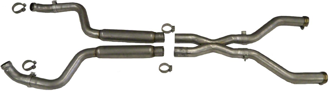 Mustang 3-Inch Stainless Cat-to-Axle X-Pipe with Straight Pipe Mufflers ...