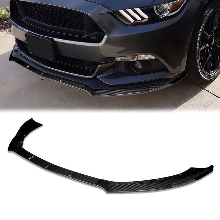 Mustang 3-Piece Chin Spoiler; Carbon Fiber Look (15-17 Mustang GT w/o ...