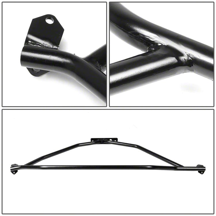 Mustang 3-Point Triangle Style Strut Tower Brace; Black (86-93 Mustang ...