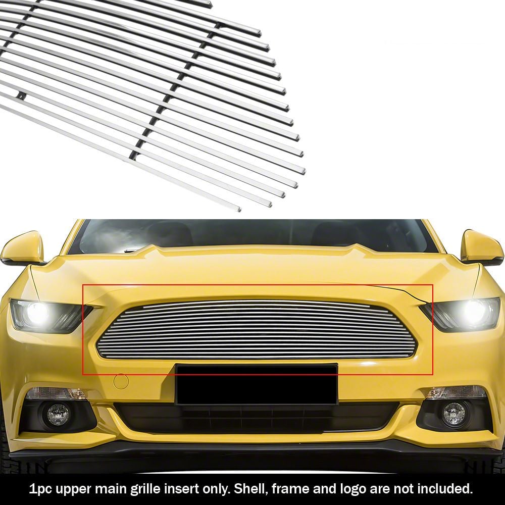 Mustang Aluminum Billet Upper Grille Overlay; Polished (15-17 Mustang ...