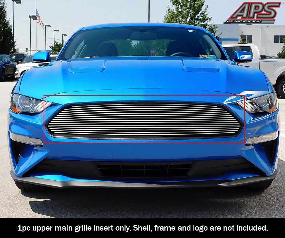Mustang Aluminum Billet Upper Grille Overlay; Polished (18-23 Mustang ...