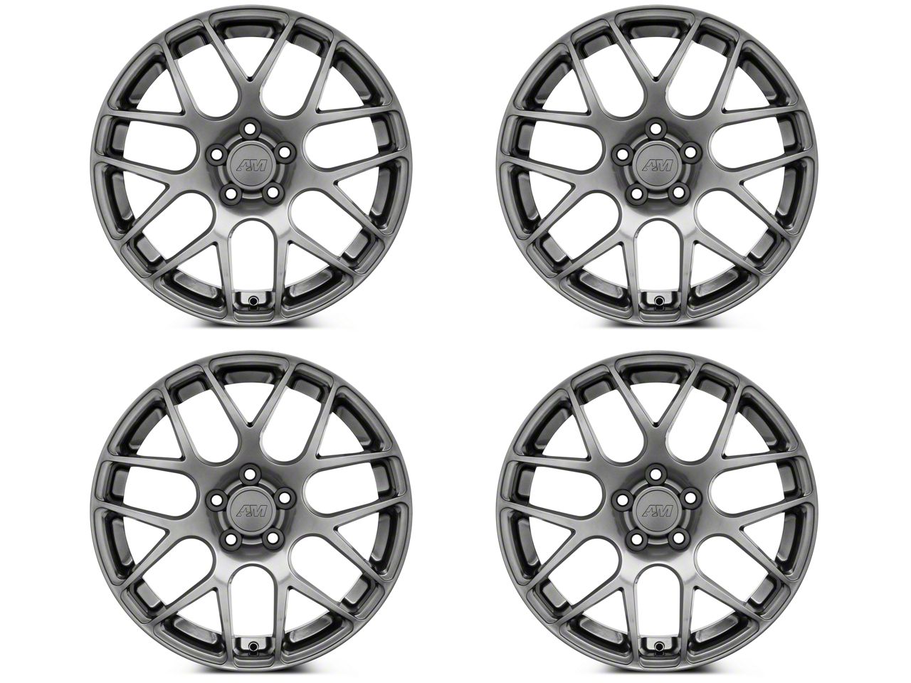 Mustang AMR Dark Stainless 4-Wheel Kit; 18x9; 30mm Offset (10-14 ...
