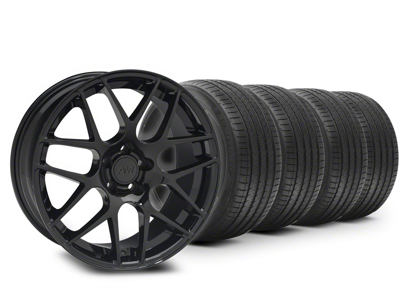 Mustang 19x8.5 AMR Wheel & Sumitomo High Performance HTR Z5 Tire ...