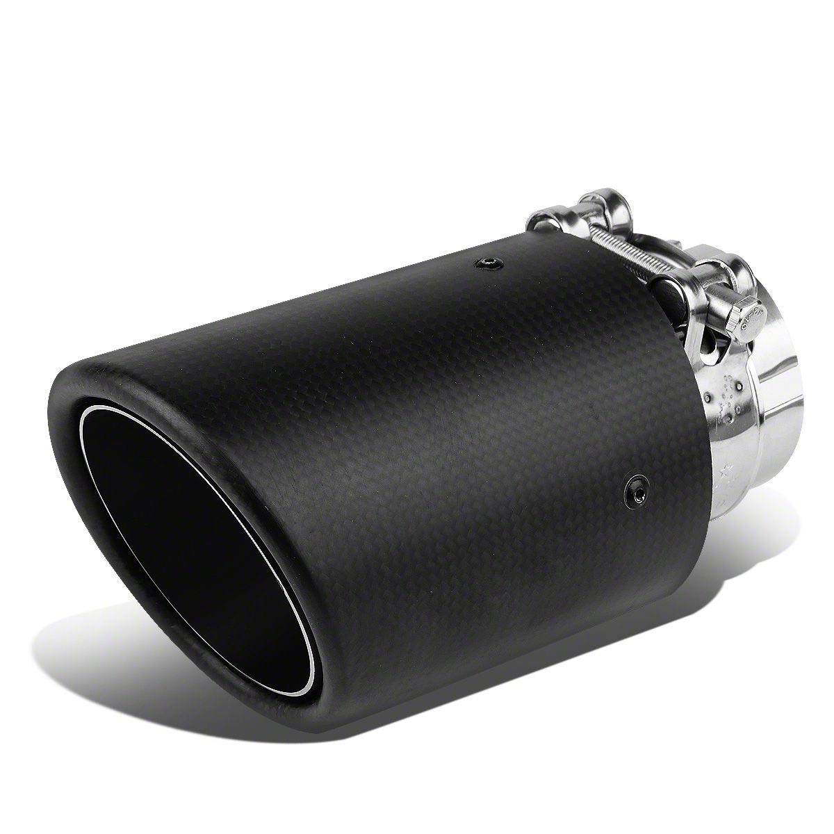 Mustang Angled Cut Rolled End Round Exhaust Tip; 3.50-Inch; Carbon ...