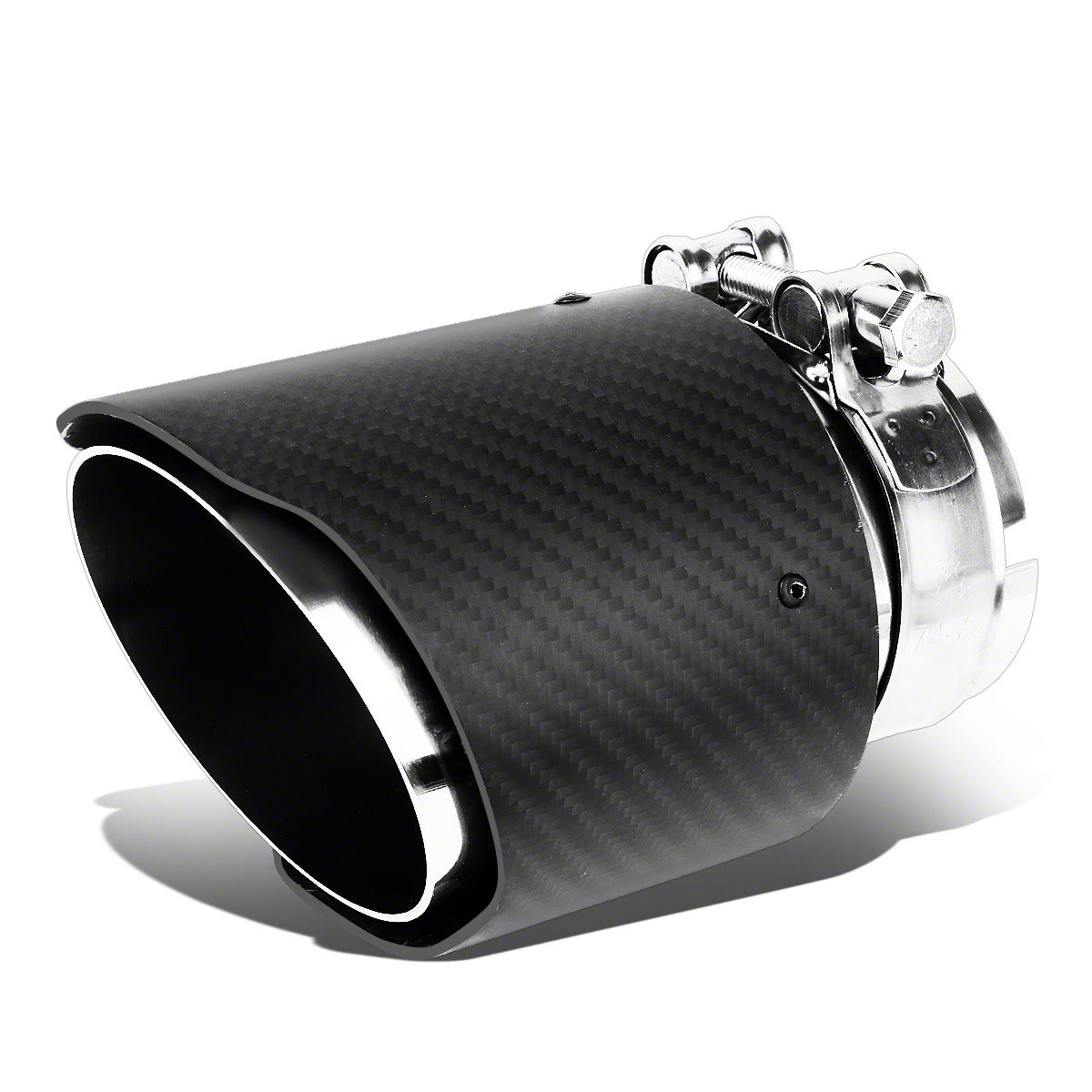 Mustang Angled Cut Round Exhaust Tip; 3.50-Inch; Carbon Fiber (Fits 2. ...