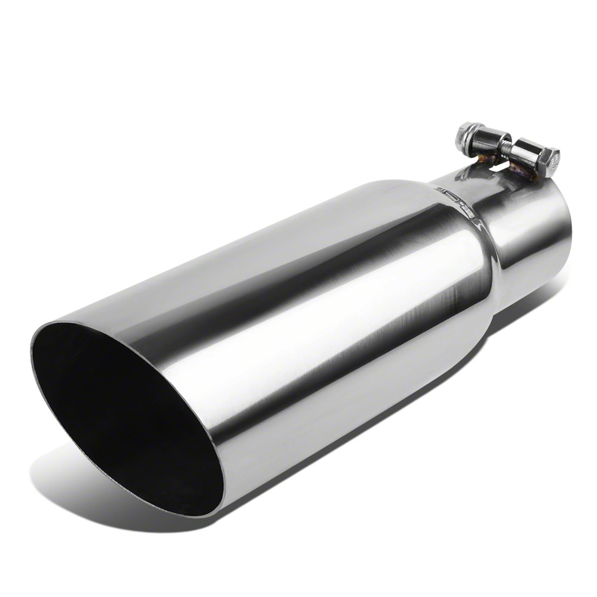 Mustang Angled Cut Round Exhaust Tip; 3.50-Inch; Polished (Fits 2.50 ...